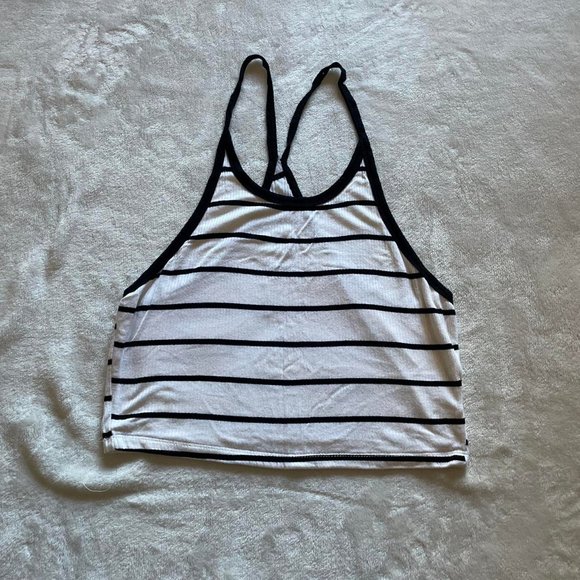 PacSun | Tops | Pacsun Black White Striped Cropped Tank Top | Poshmark